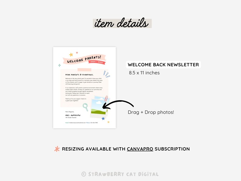 Editable Welcome Back Letter Canva Template Teacher Introduction ...