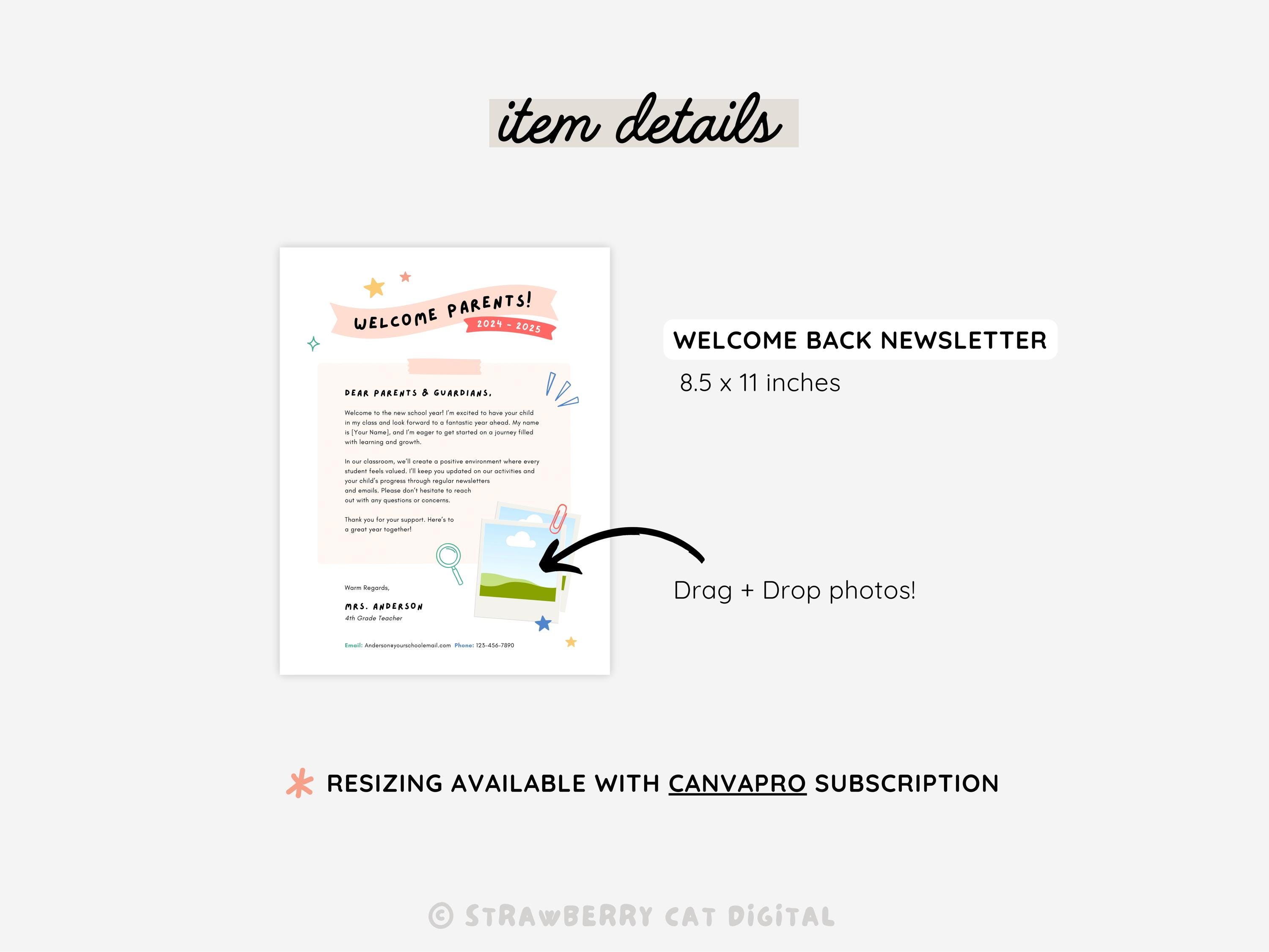 Editable Welcome Back Letter Canva Template | Teacher Introduction ...