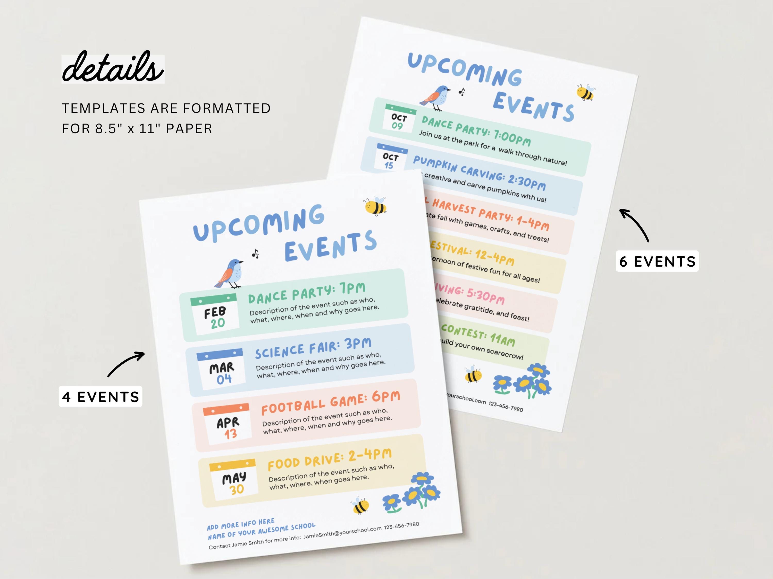 Editable Spring Upcoming Events Template | Easter Events Flyer | Spring ...