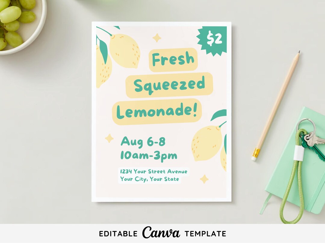 Editable Lemonade Stand Signage Template Lemonade Stand Poster ...