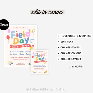 Editable Field Day Flyer Canva Template | Editable Carnival Family Fun ...