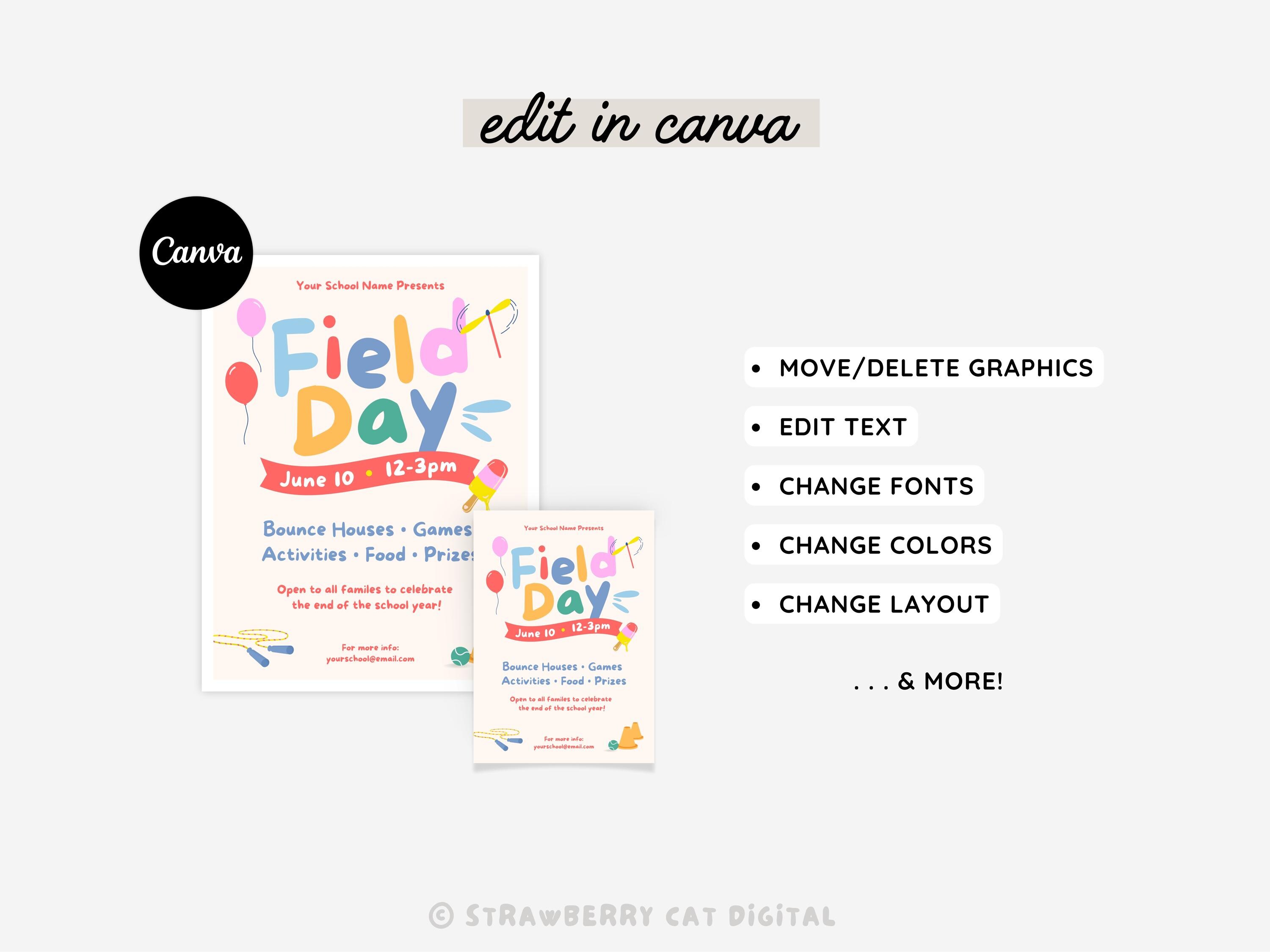 Editable Field Day Flyer Canva Template | Editable Carnival Family Fun ...