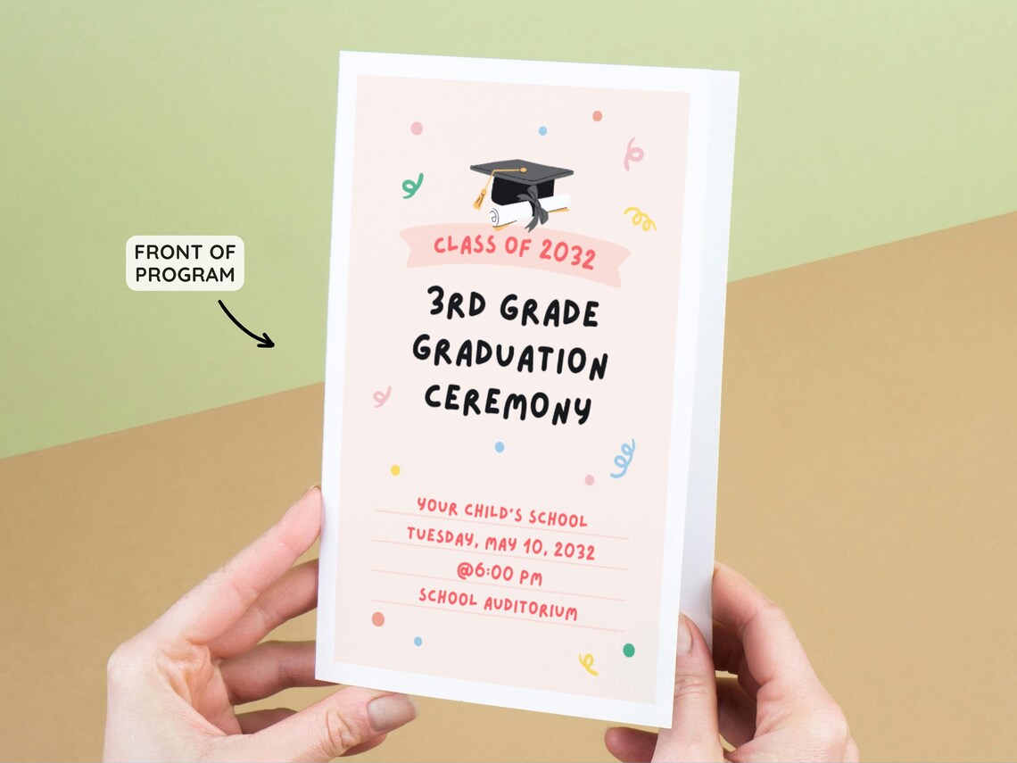 Editable Graduation Program Template | Printable Ceremony Program ...