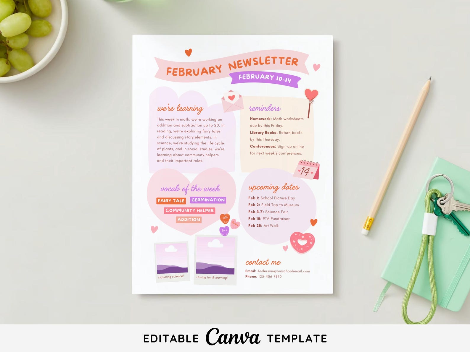 Editable February Newsletter Template | Valentines Day Newsletter ...