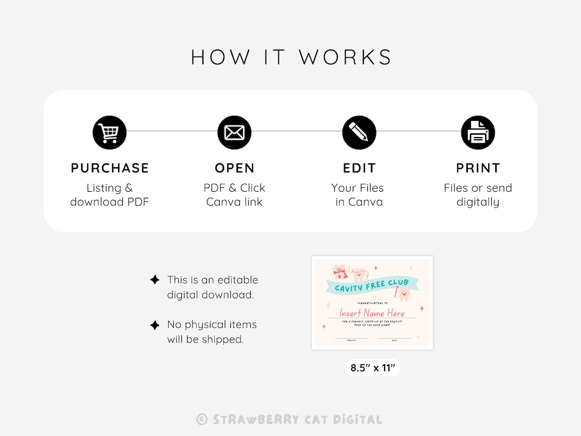 Editable Cavity Free Certificate Template | Canva Template | Reward for ...
