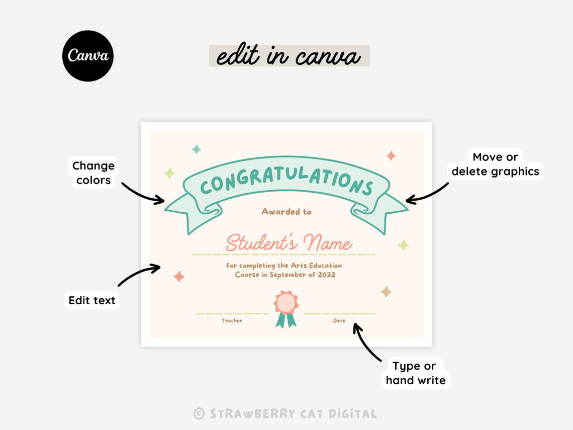 Editable Congratulations Certificate Canva Template | Congrats ...