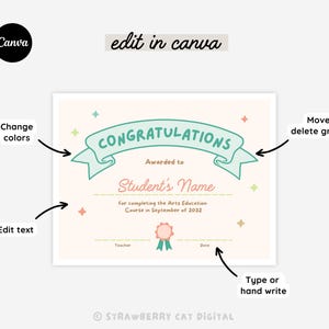 Editable Congratulations Certificate Canva Template | Congrats ...