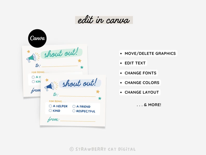 Editable Shout Out Cards Template for Students | Teacher Mail | Good ...