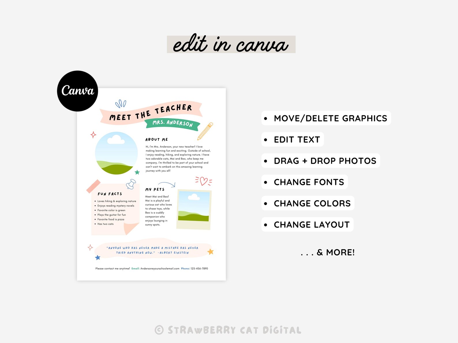 Editable Meet the Teacher Canva Template | Teacher Introduction ...
