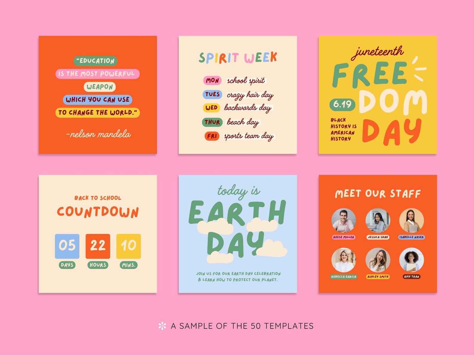 50 Bold and Colorful Teacher Instagram Post Templates | Education ...