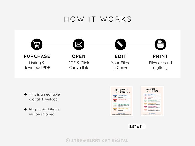Editable Upcoming Events School Canva Template Digital Flier Calendar ...