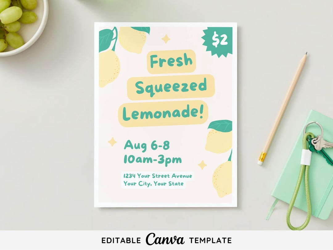 Editable Lemonade Stand Signage Template | Lemonade Stand Poster ...