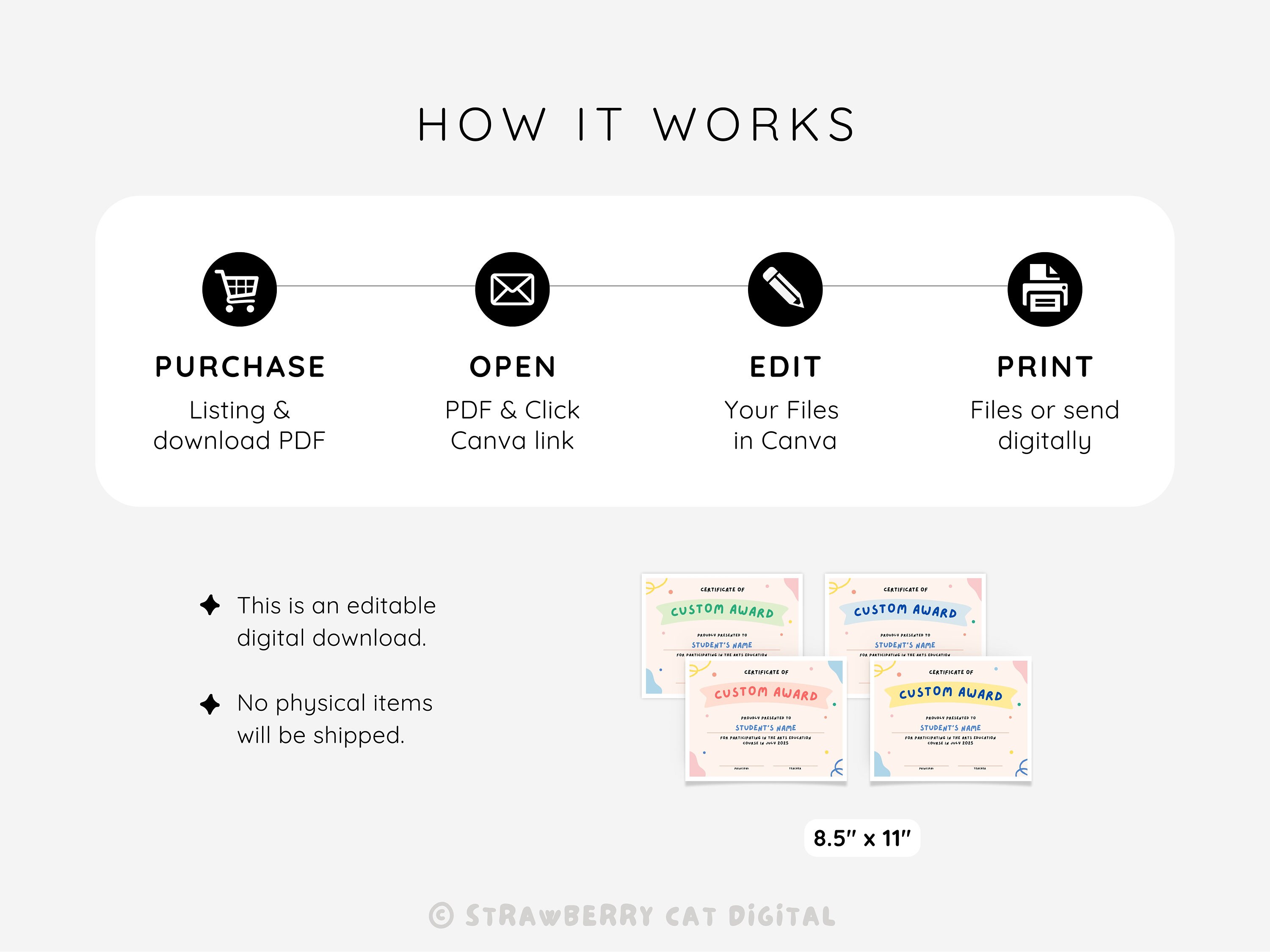 Custom Award Certificate Canva Template Bundle Editable Digital ...