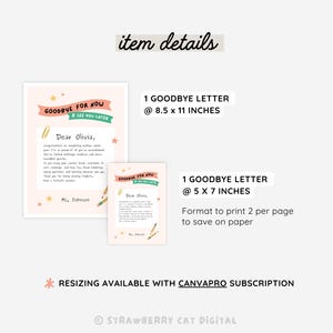 Teacher Goodbye Letter to Students Template | Teacher End of School ...