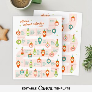 Editable Advent Calendar Template | Printable Advent Calendar for Kids ...
