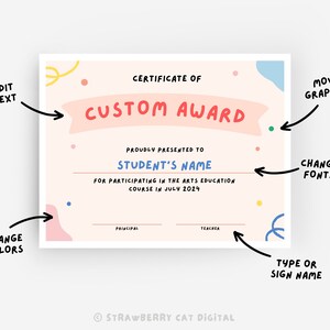 Custom Award Certificate Canva Template Bundle Editable Digital ...