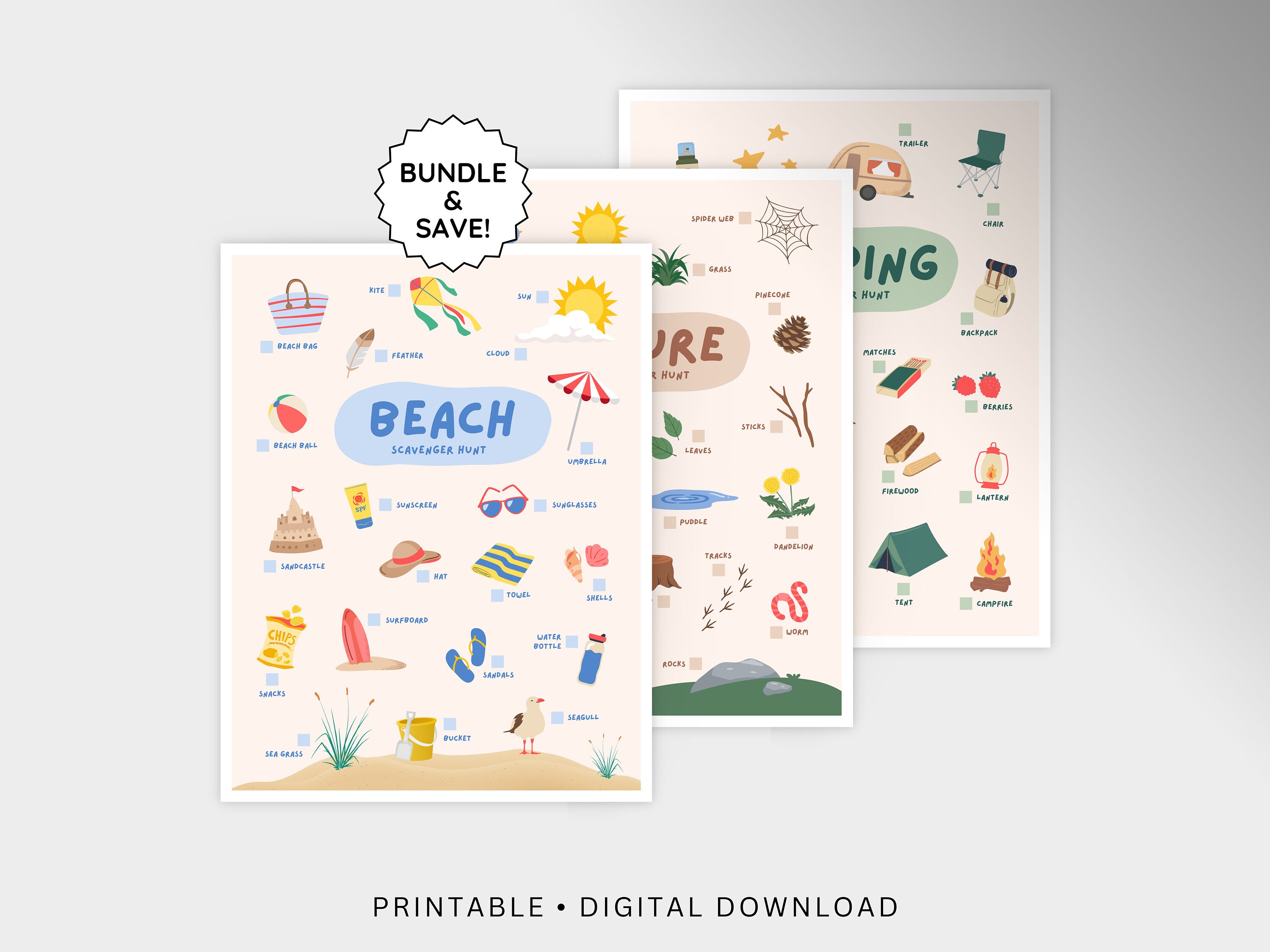 Nature Scavenger Hunt Beach Camping Scavenger Hunt for Kids Printable ...