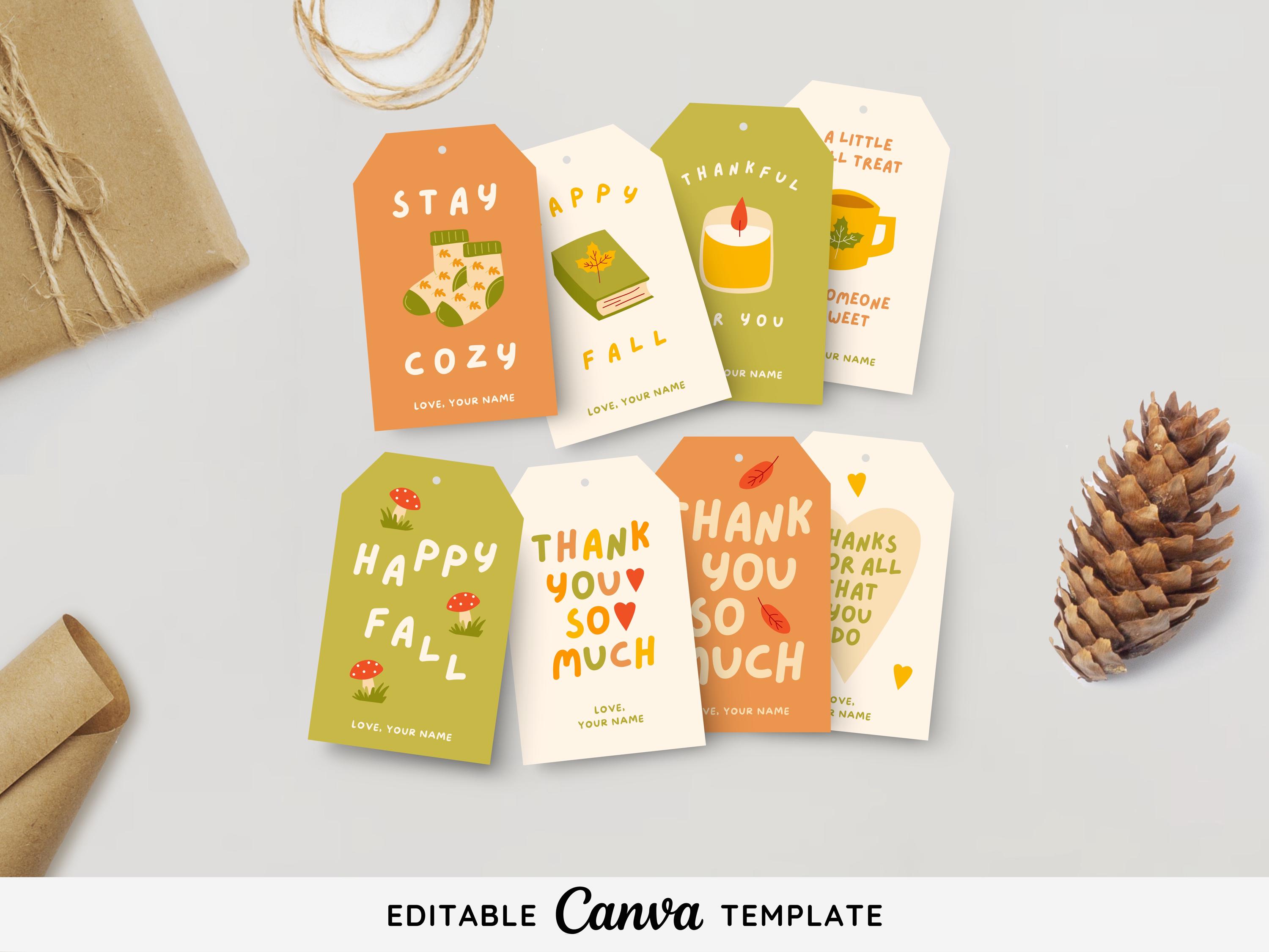 Editable Fall Gift Tags Template | Fall Favor Tags | Fall Treat Bags ...
