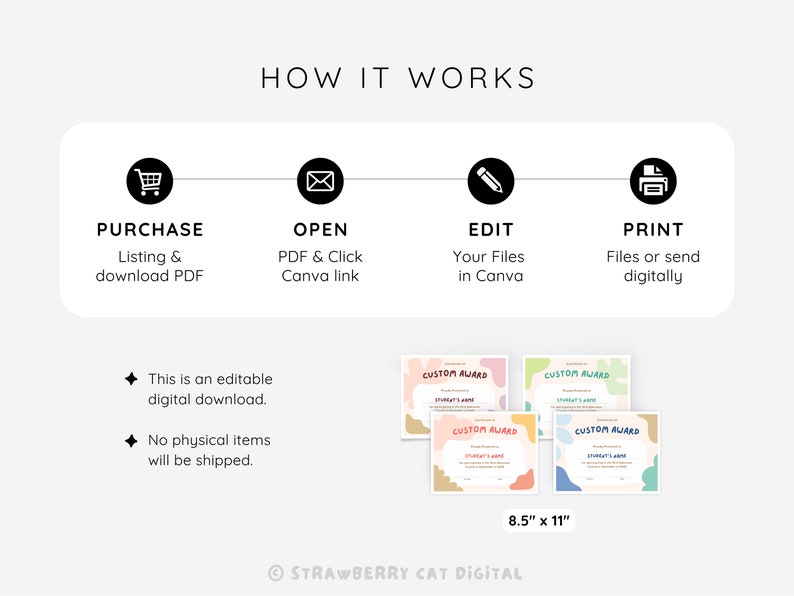 Custom Award Certificate Canva Template Bundle Editable Digital ...