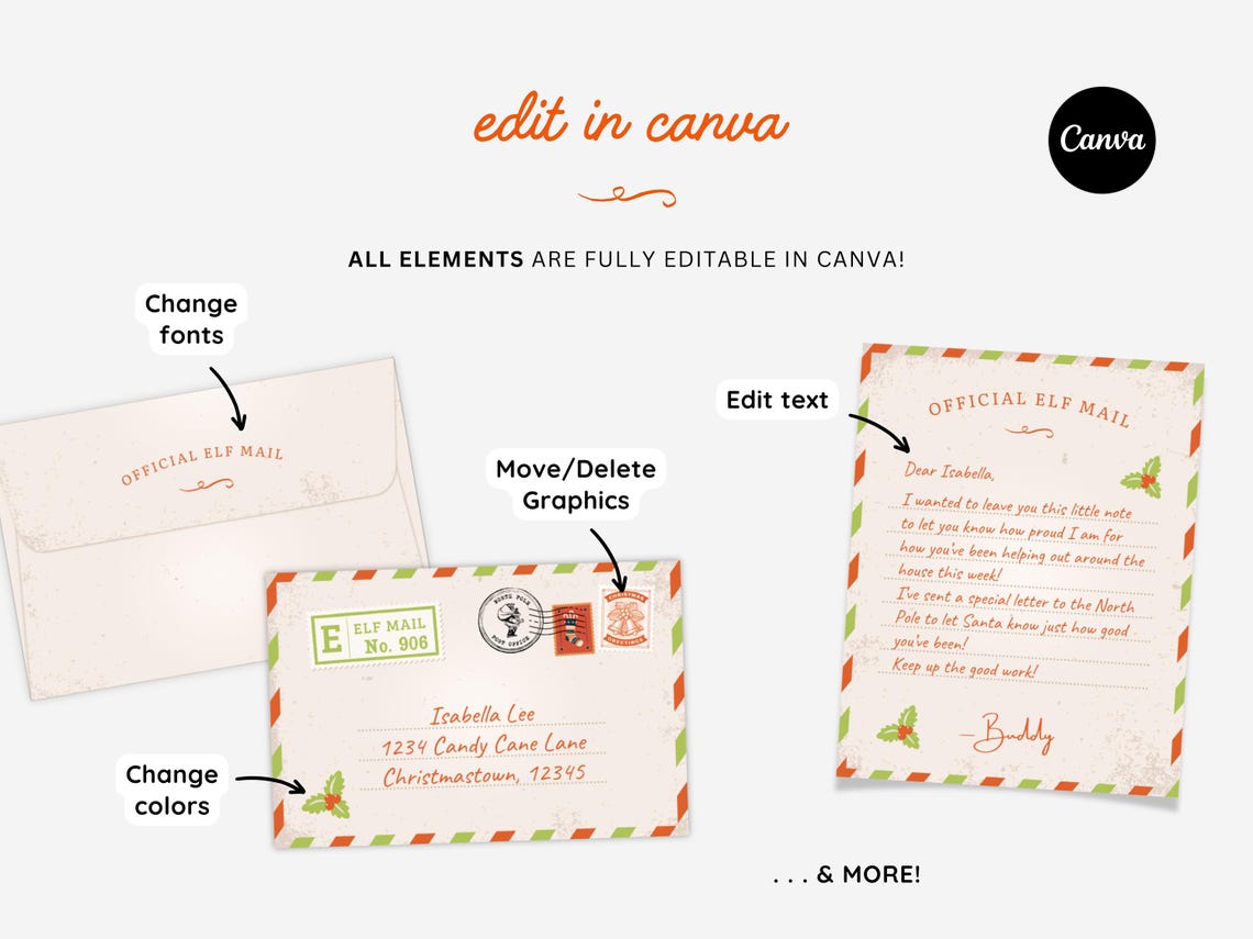 Editable Mini Elf Letter and Envelope | Printable Elf Notes | Elf ...