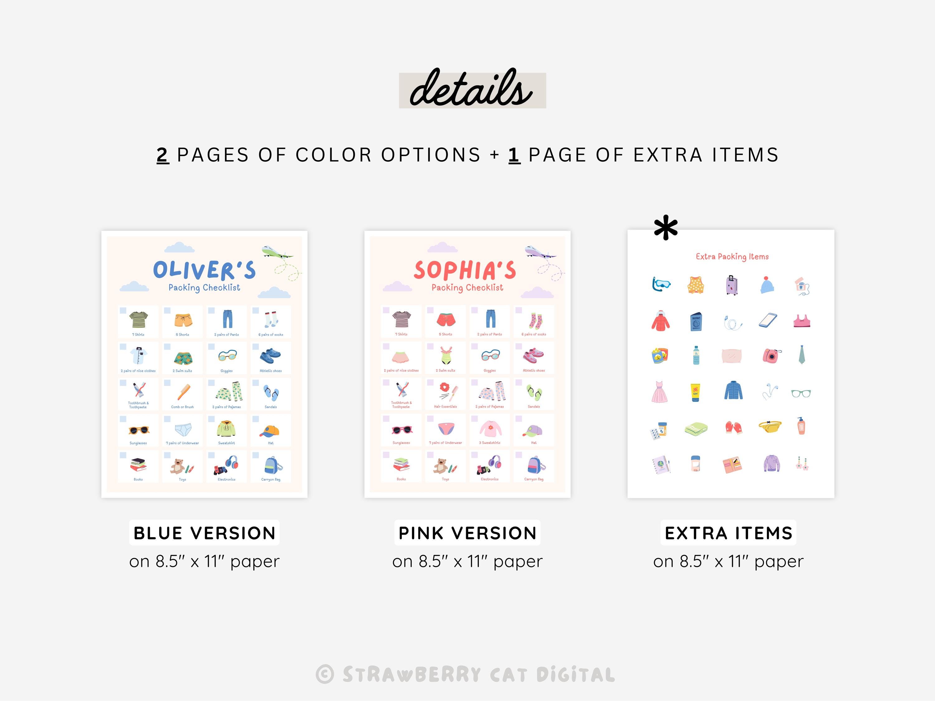 Editable Packing List for Kids Template | Kids Visual Packing List ...