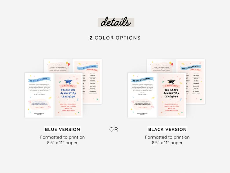 Editable Graduation Program Template | Printable Ceremony Program ...