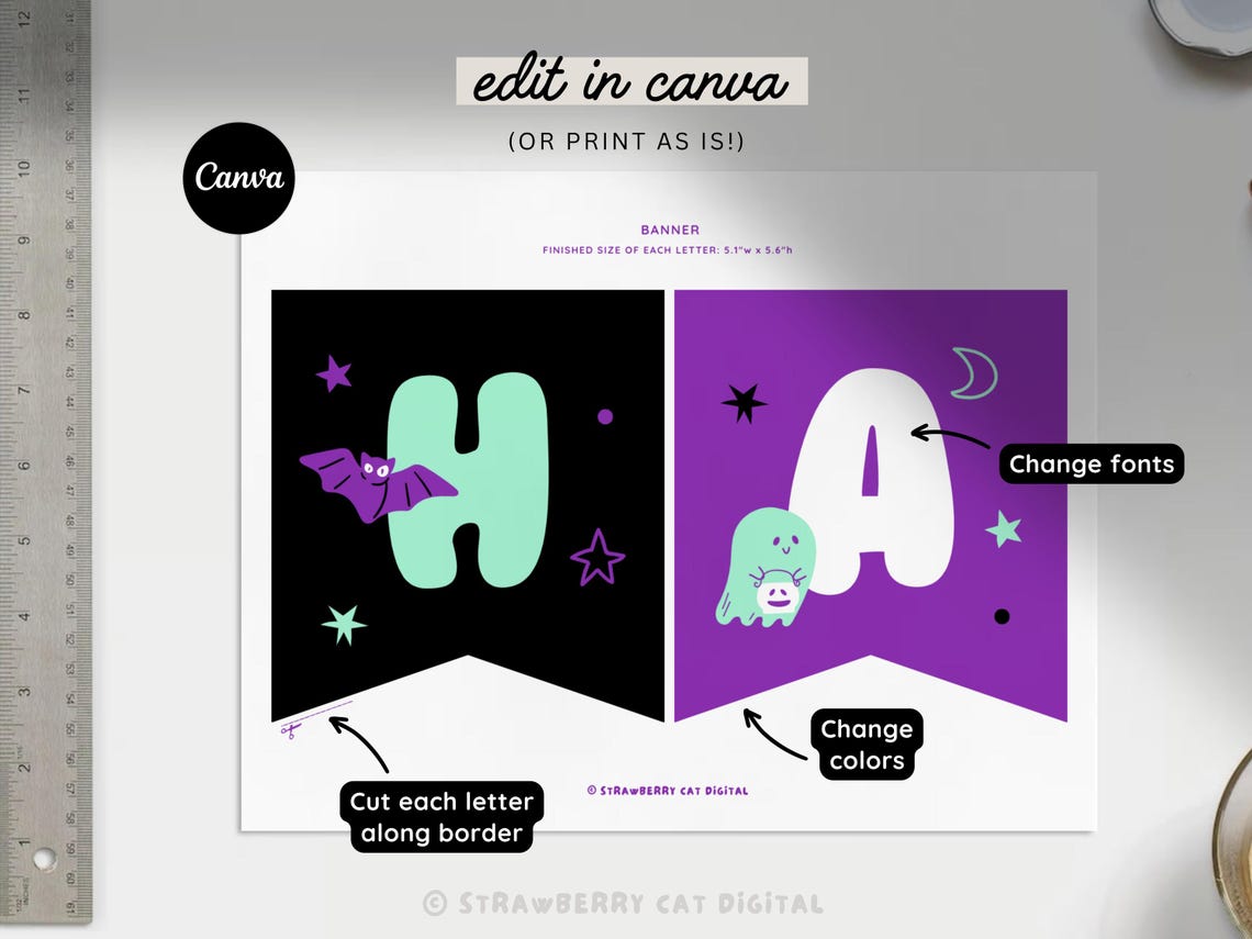 Editable Halloween Banner Canva Template | Printable Happy Halloween ...