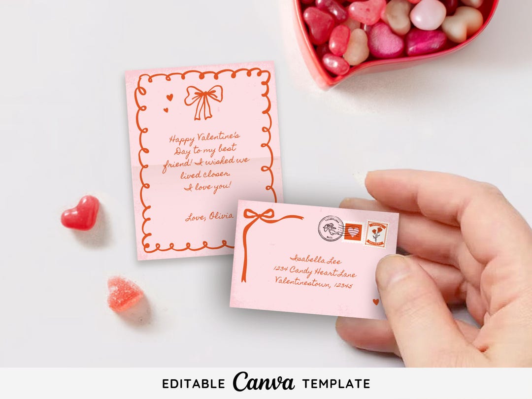 Editable Mini Love Letter and Envelope Template | Printable Valentines ...