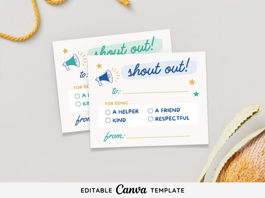 Editable Shout Out Cards Template for Students | Teacher Mail | Good ...