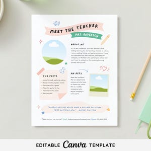Editable Meet the Teacher Canva Template | Teacher Introduction ...