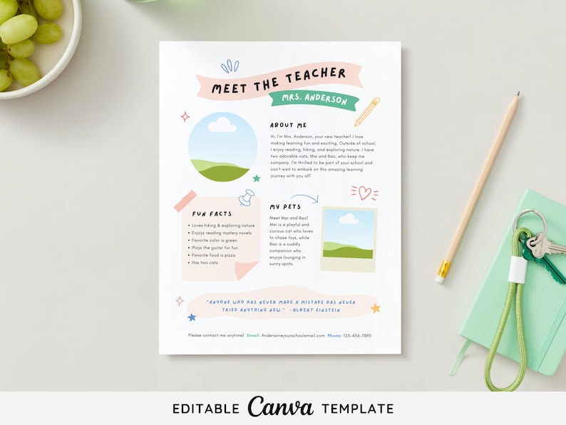 Editable Meet the Teacher Canva Template | Teacher Introduction ...