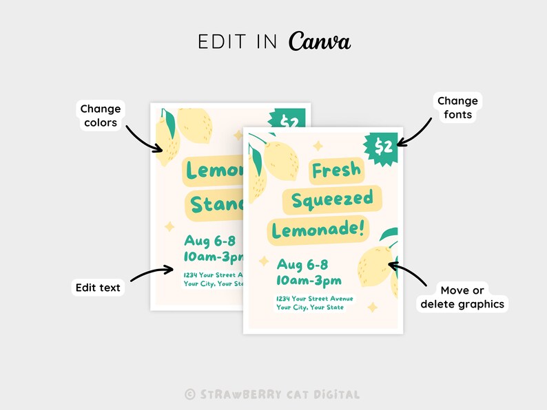 Editable Lemonade Stand Signage Template Lemonade Stand Poster ...