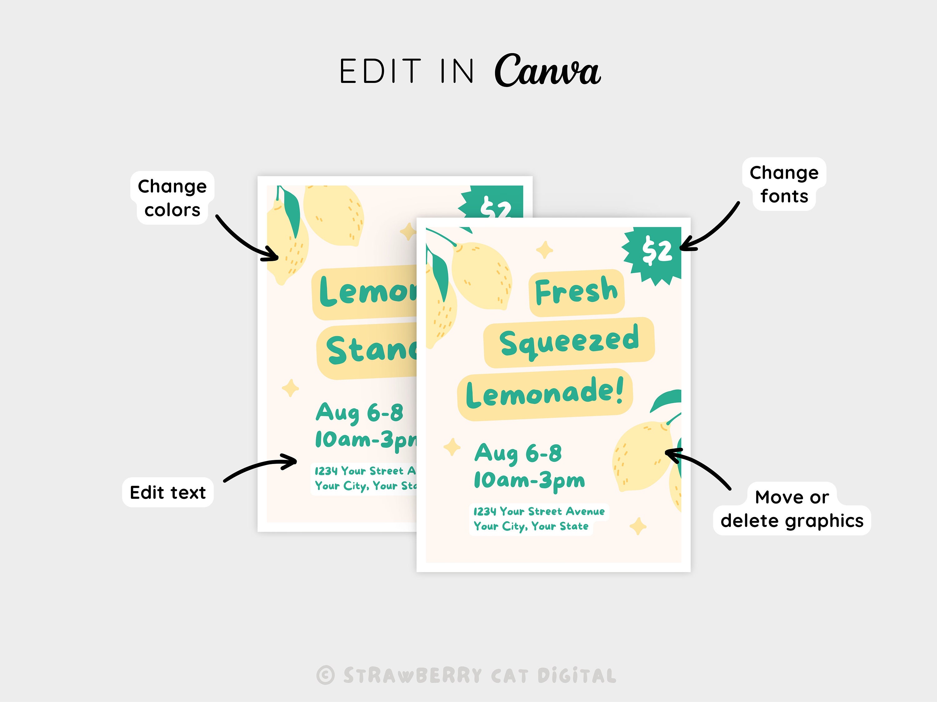 Editable Lemonade Stand Signage Template Lemonade Stand Poster ...