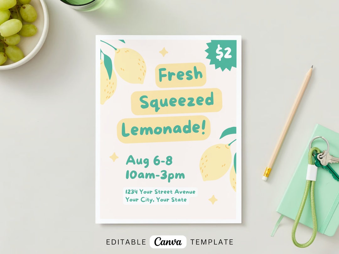 Editable Lemonade Stand Signage Template Lemonade Stand Poster ...