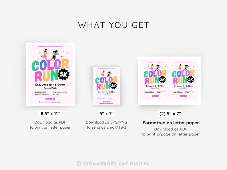 Editable Color Run Flyer Template 5k Event Flyer Printable 5k Fun Run ...
