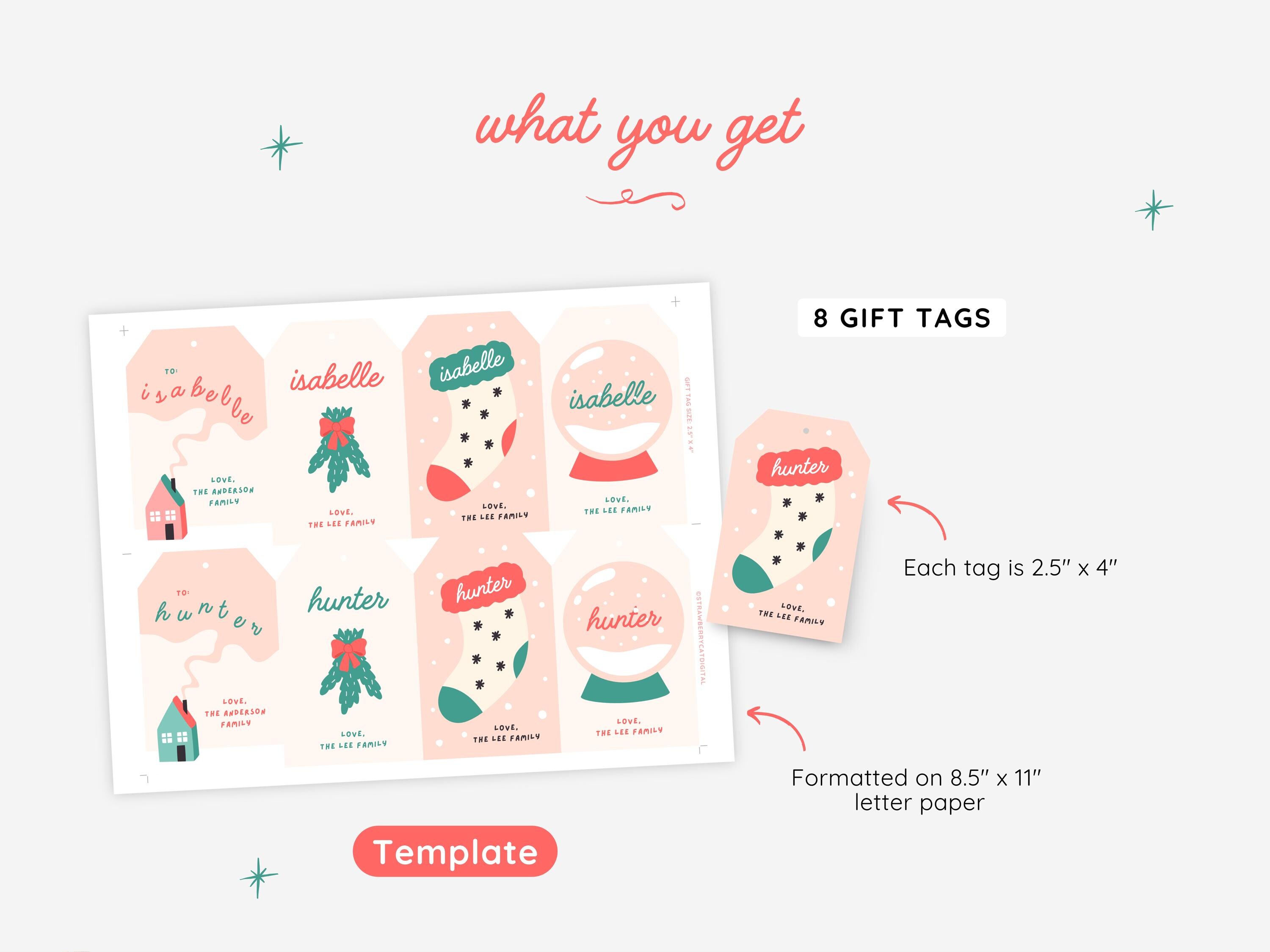 Editable Holiday Gift Tags Template, Christmas Favor Tag Template ...