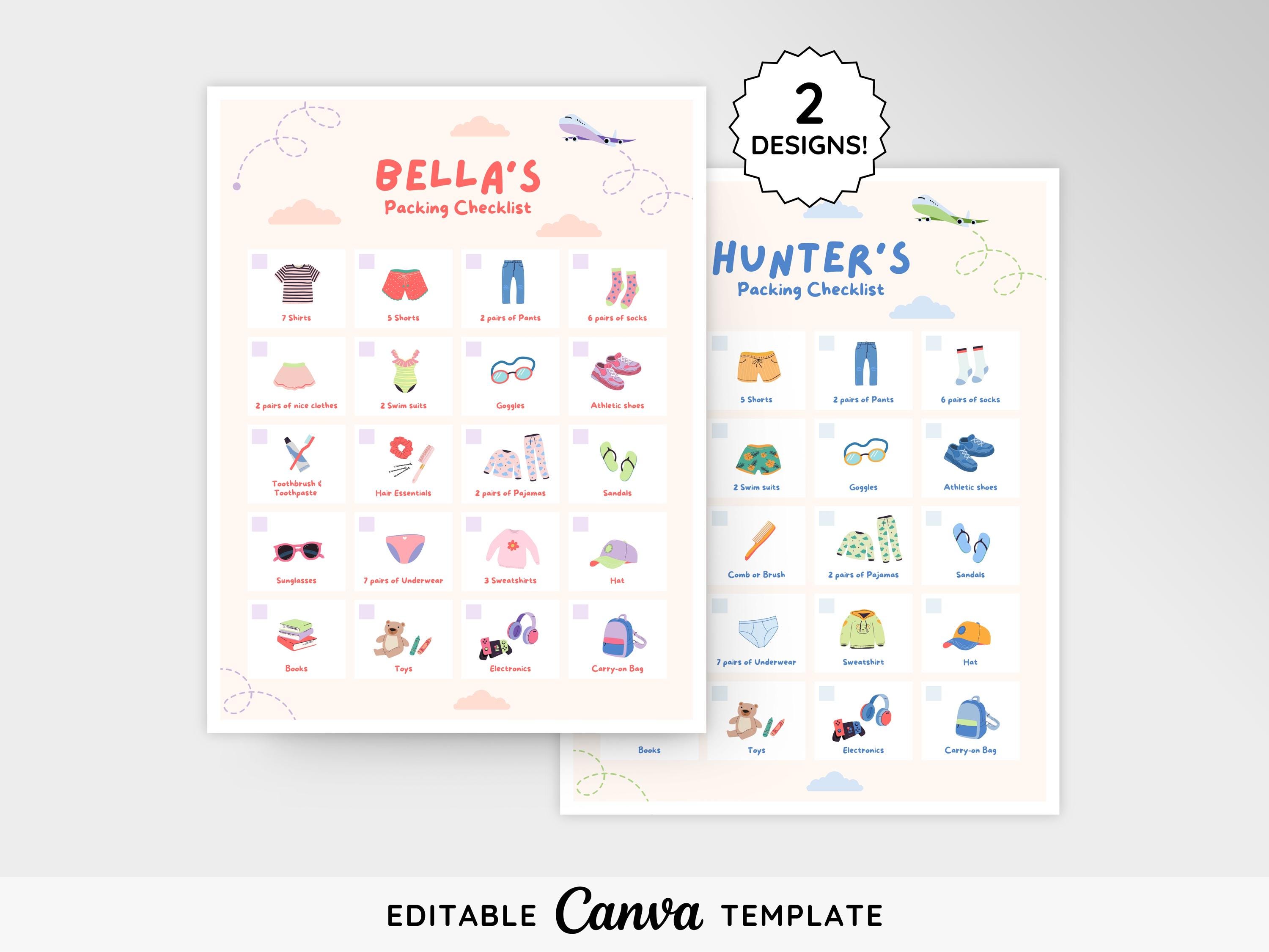 Editable Packing List for Kids Template Kids Visual Packing List Summer ...