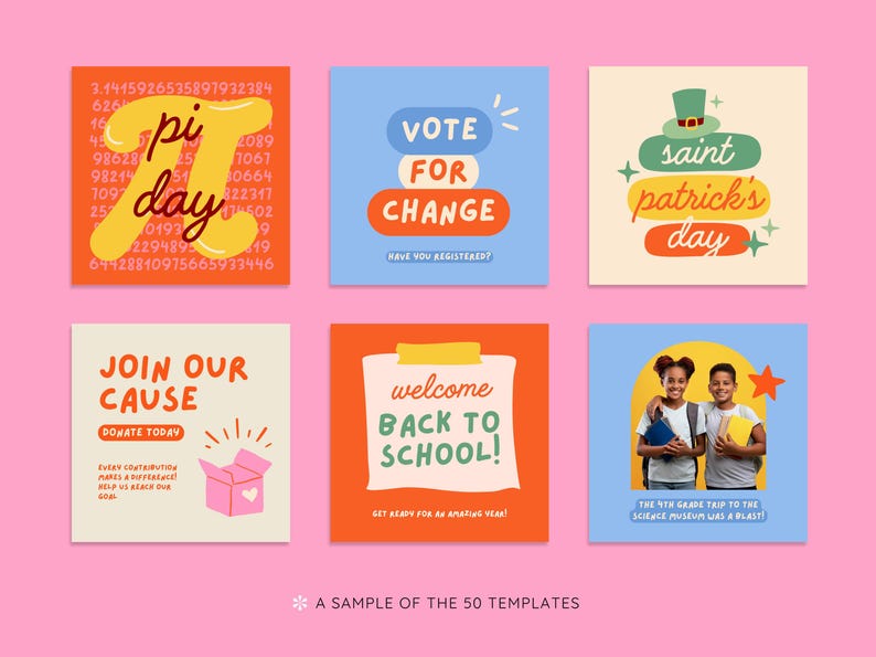 50 Bold and Colorful Teacher Instagram Post Templates | Education ...