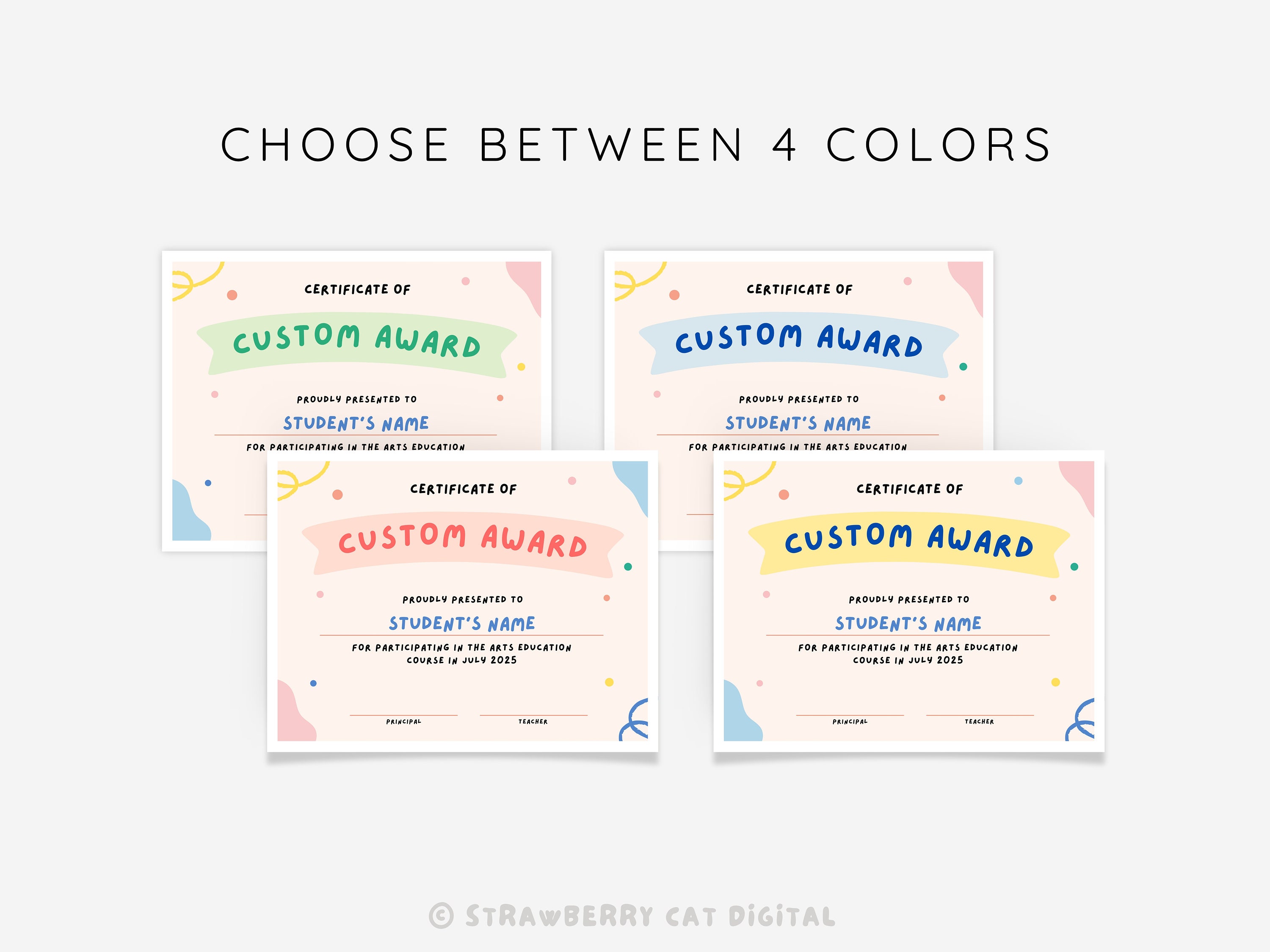 Custom Award Certificate Canva Template Bundle Editable Digital ...