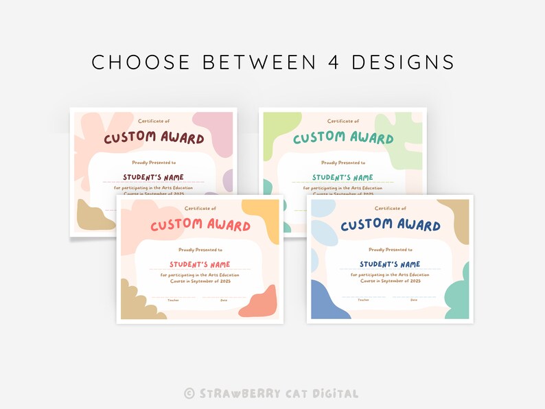 Custom Award Certificate Canva Template Bundle Editable Digital ...
