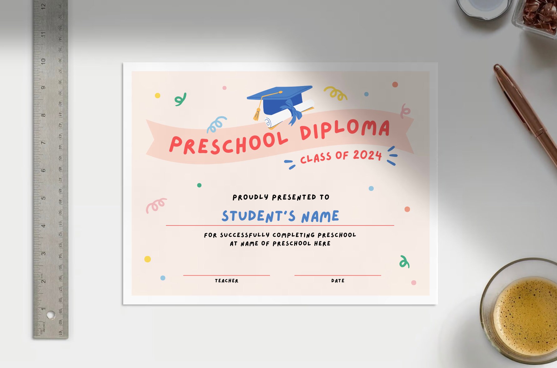 Editable Pre-k Graduation Bundle Diploma Program Text Invitation ...