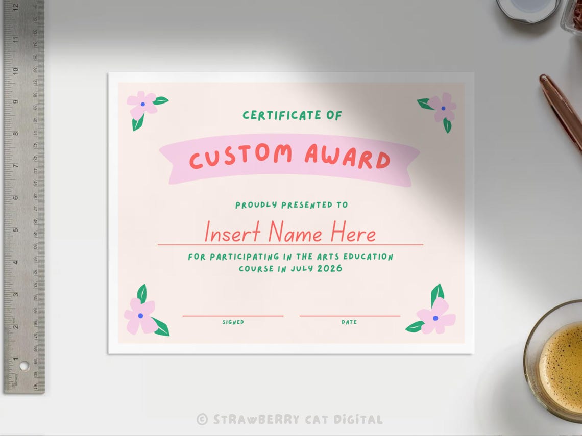 Custom Award Certificate Floral Canva Template Bundle | Editable ...