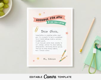 Teacher Goodbye Letter to Kids, Teacher End of School Letter Printable ...