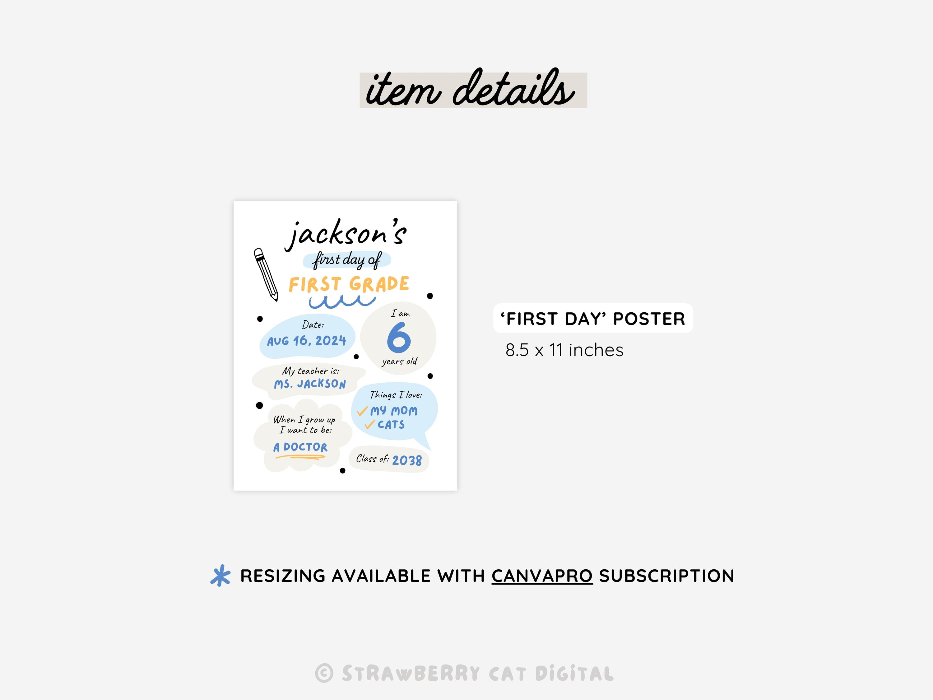 Editable First Day of School Sign Canva Template | Back to School Sign ...