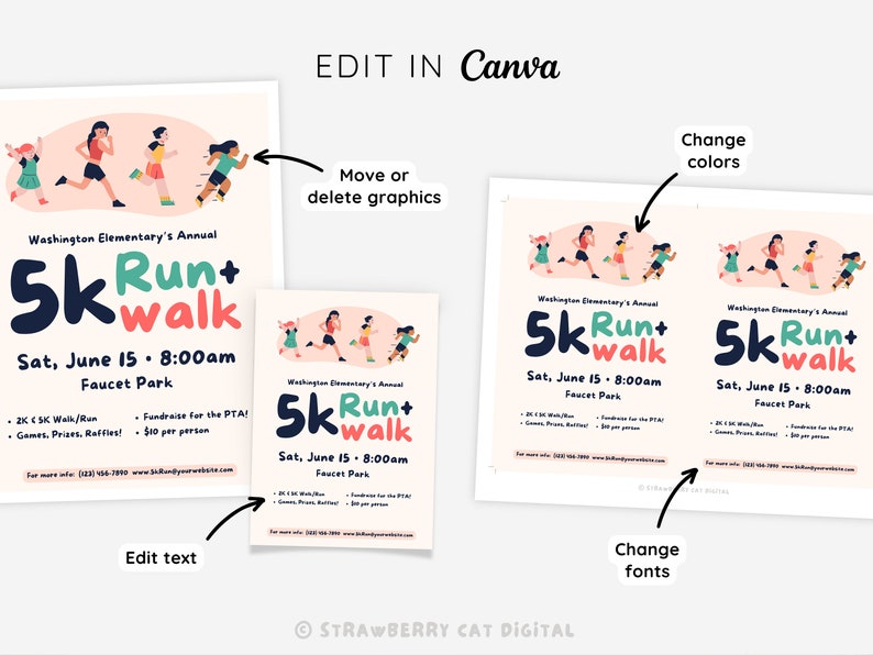 Editable Fun Run Flyer Template 5k Event Flyer Printable 5k Event ...
