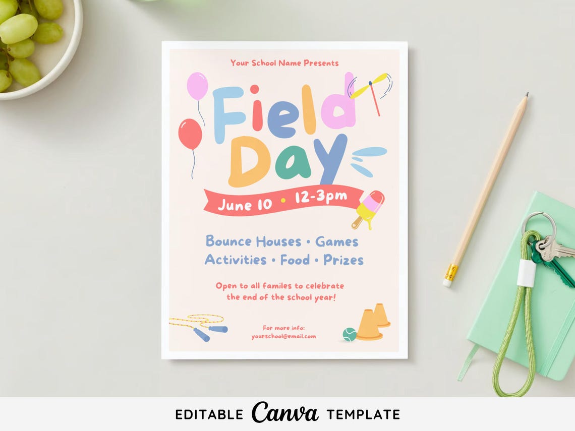Editable Field Day Flyer Canva Template | Editable Carnival Family Fun ...