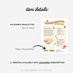 Editable November Newsletter Canva Template | Fall Newsletter Monthly ...