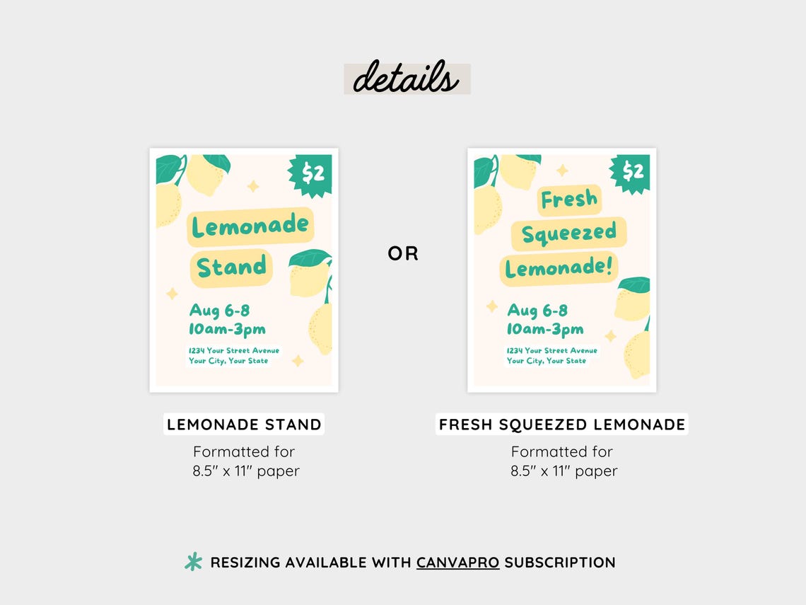 Editable Lemonade Stand Signage Template | Lemonade Stand Poster ...
