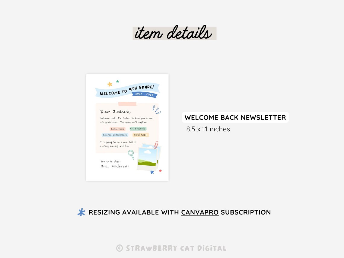 Editable Welcome Back Letter to Students Canva Template | Teacher ...