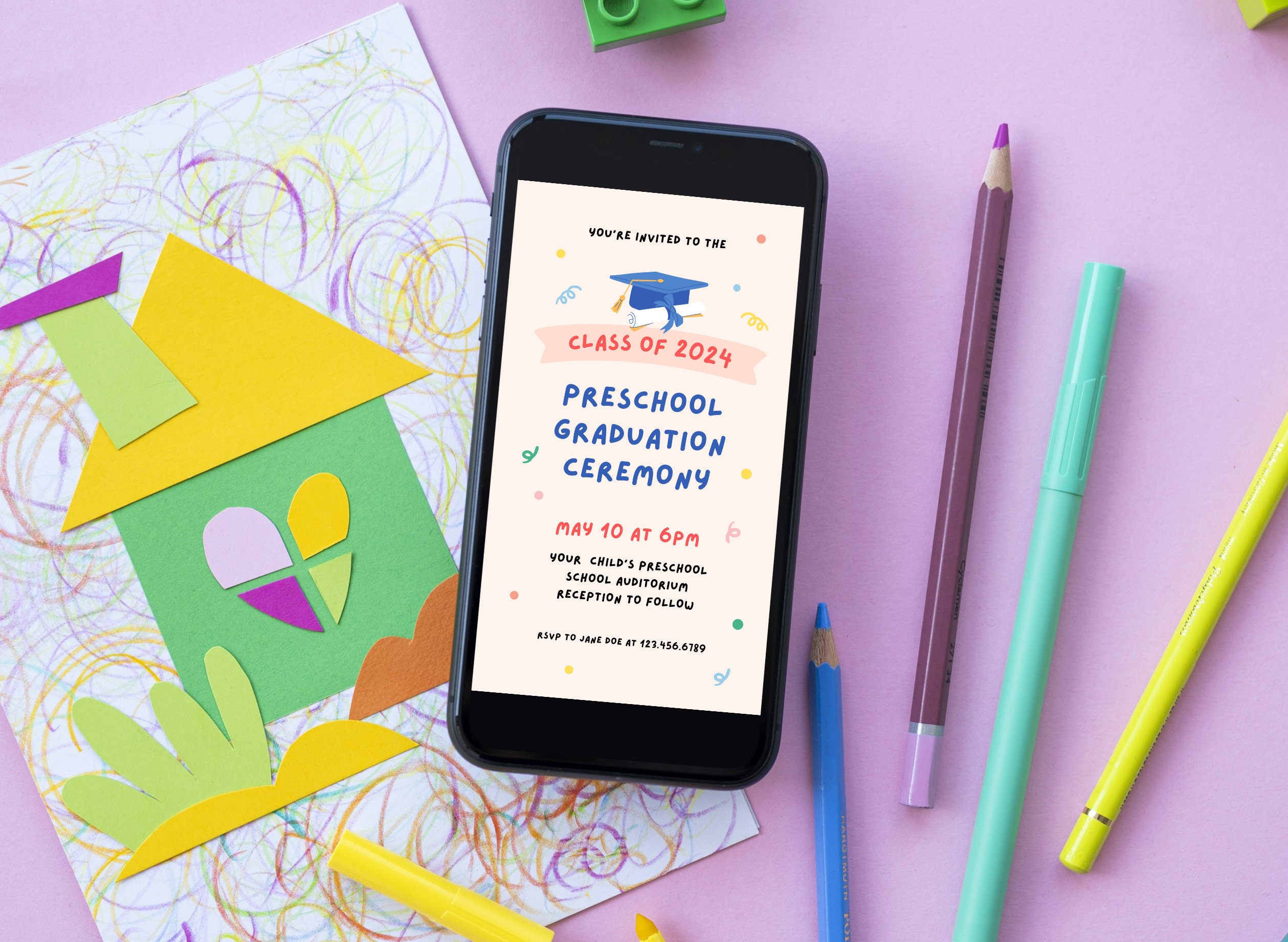 Editable Pre-k Graduation Bundle Diploma Program Text Invitation ...